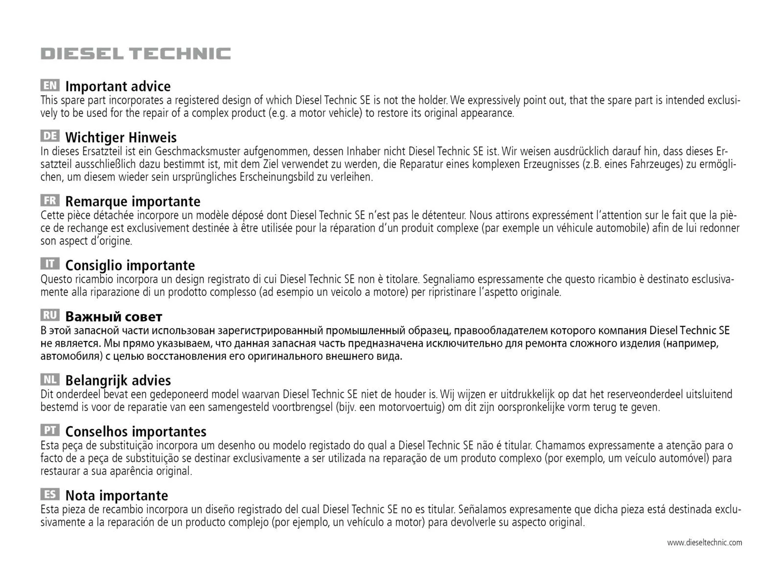 DIESEL TECHNIC | 3.83017 Cabin shock absorber, front